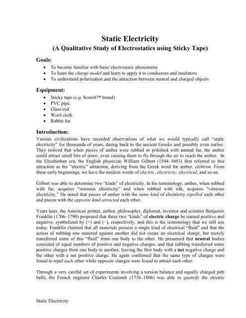Static Electricity (Lab 5)