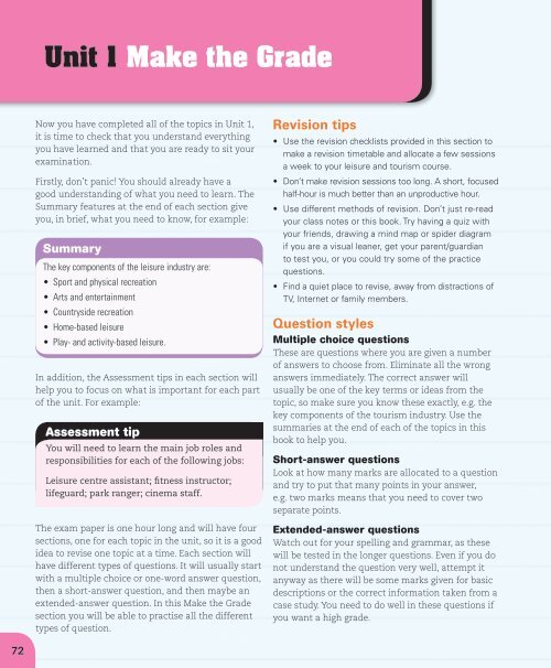 Unit 1 Assessment Zone Unit 1 Make the Grade - Pearson Schools