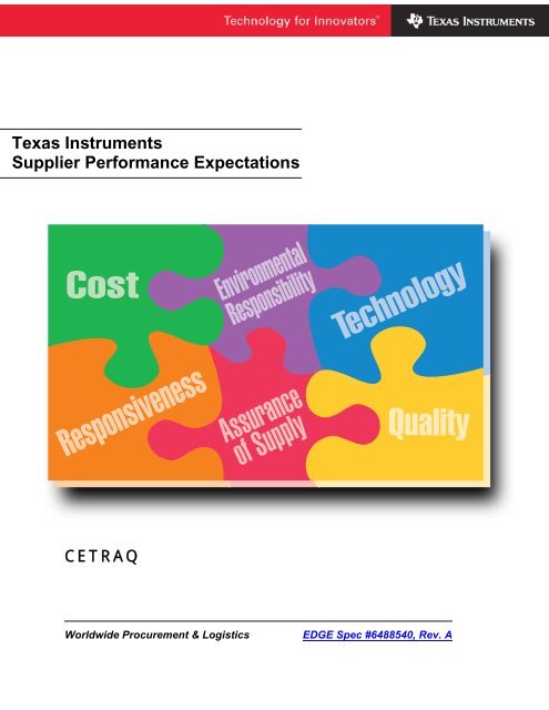 Texas instruments supplier performance expectations - ti wpl