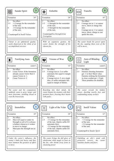 WOTR spell cards and markers