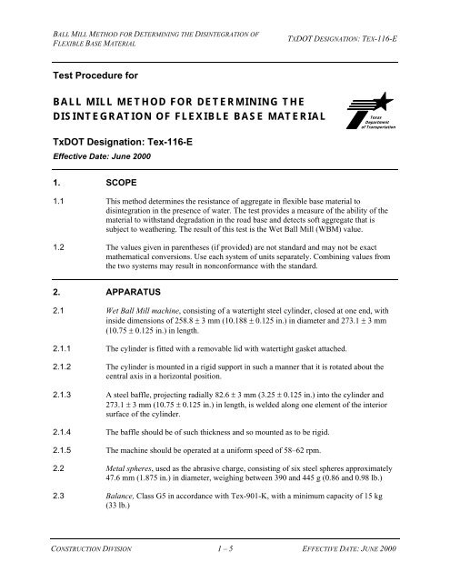 BALL MILL METHOD FOR DETERMINING THE DISINTEGRATION ...