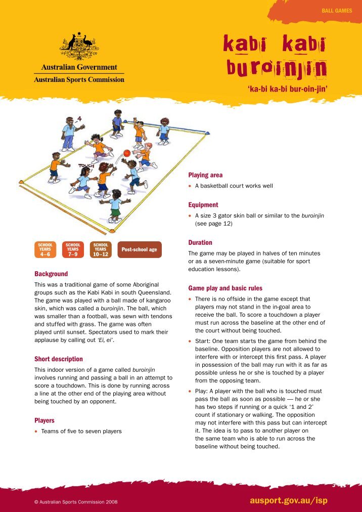 Traditional Indigenous Games ausport.gov.au/isp - Australian Sports ...