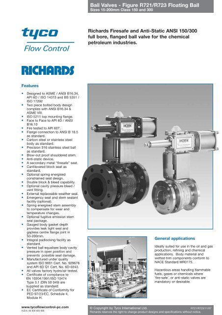 R721/R723 Flanged Ball Valve - Sizes 15-200mm Class 150 & 300