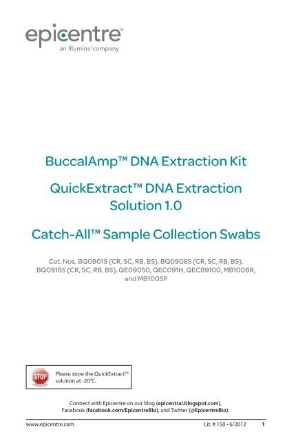 Protocol for BuccalAmp™ DNA Extraction Kit, QuickExtract™ DNA ...