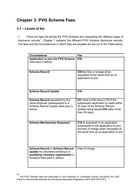 Chapter 3: PVG Scheme Fees - Disclosure Scotland