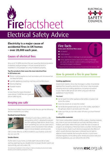 Fire fact sheet - Electrical Safety Council