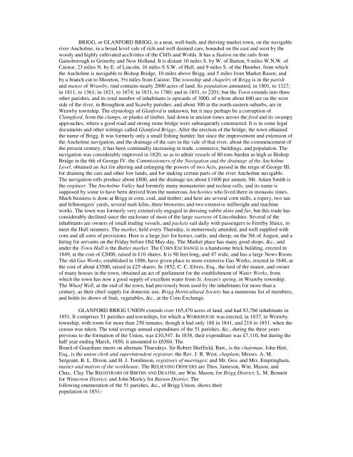 BRIGG, or GLANFORD BRIGG, is a neat, well-built, and thriving ...