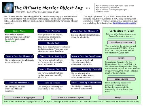 The Ultimate Messier Object Log - David Paul Green's Astronomy