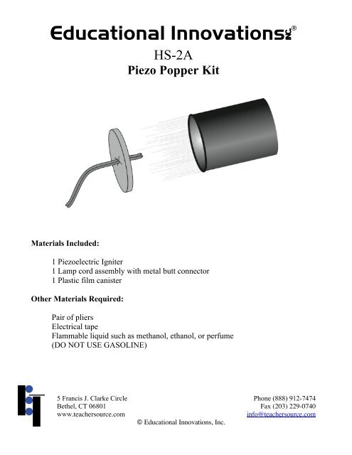 Piezo Popper Kit - Educational Innovations