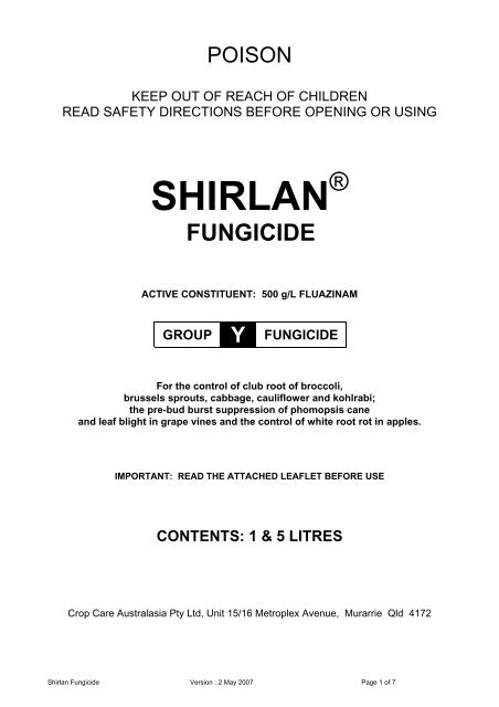 View Label - Crop Care - Crop Care Australasia