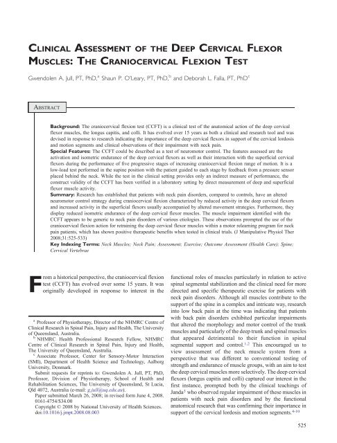clinical assessment of the deep cervical flexor muscles - Maisfisio