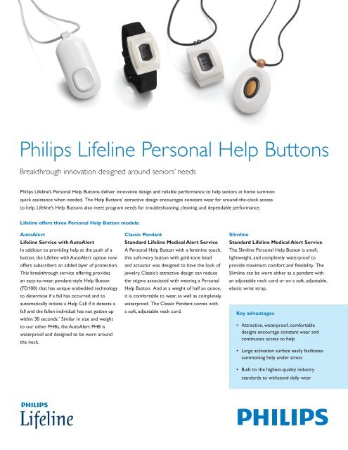 Philips Lifeline Personal Help Buttons - Affordable Home Care