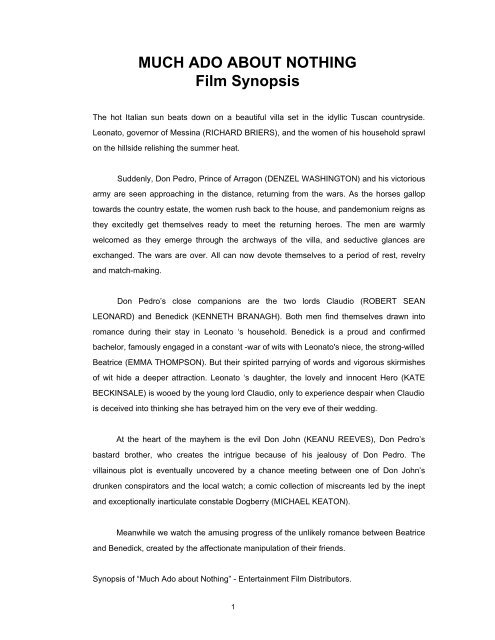 Much Ado About Nothing study guide - Film Education
