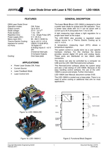 Laser Diode Driver with Laser & TEC Control LDD-1060A