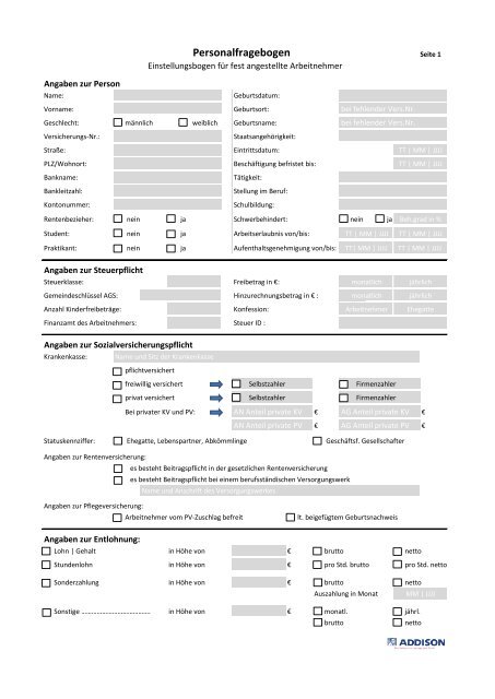 Personalfragebogen