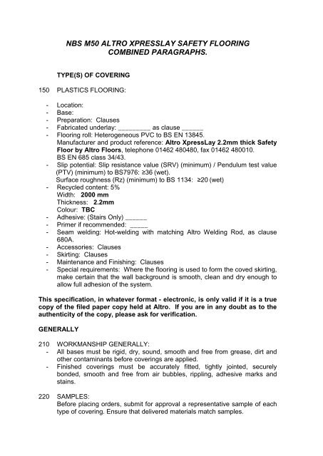 nbs m50 altro xpresslay safety flooring combined paragraphs.
