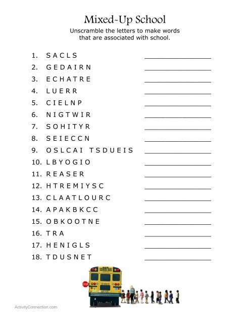 Mixed-Up School - Activity Connection