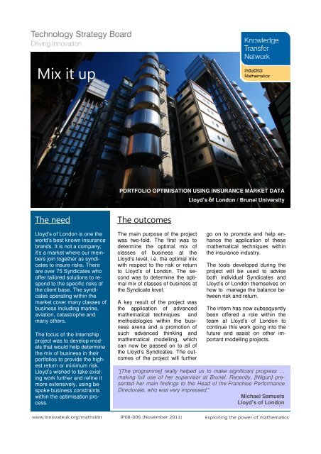 Mix it up (PDF, 2.75Mb) - Maths Careers