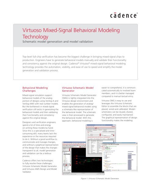 Virtuoso Mixed Signal Behavioral Modeling Technology Cadence