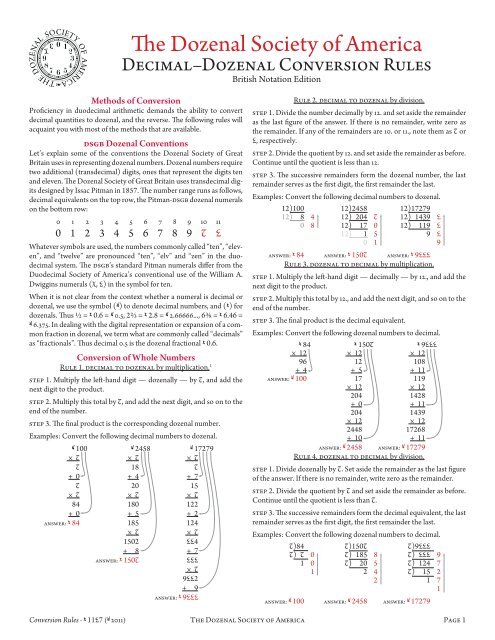 Decimal-Dozenal Conversion Rules - The Dozenal Society of America