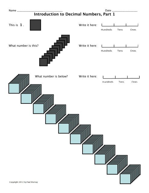Introduction to Decimal Numbers, Part 1 - Math Things