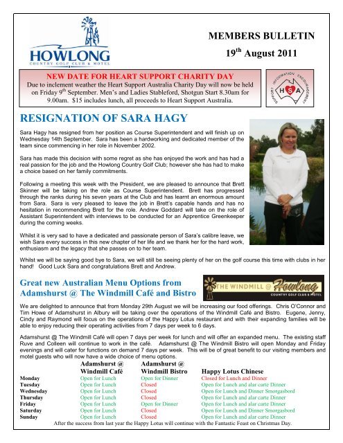 Members Bulletin - Howlong Country Golf Club