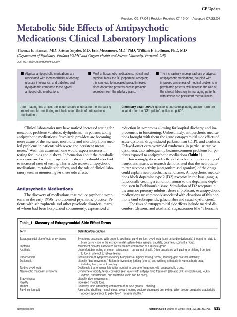 Psychiatric Medicine Side Effects