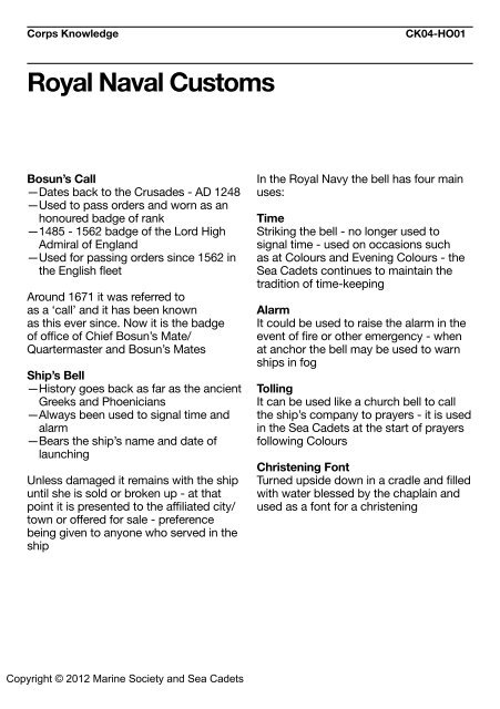 Handout CK04-HO01 - The Sea Cadets