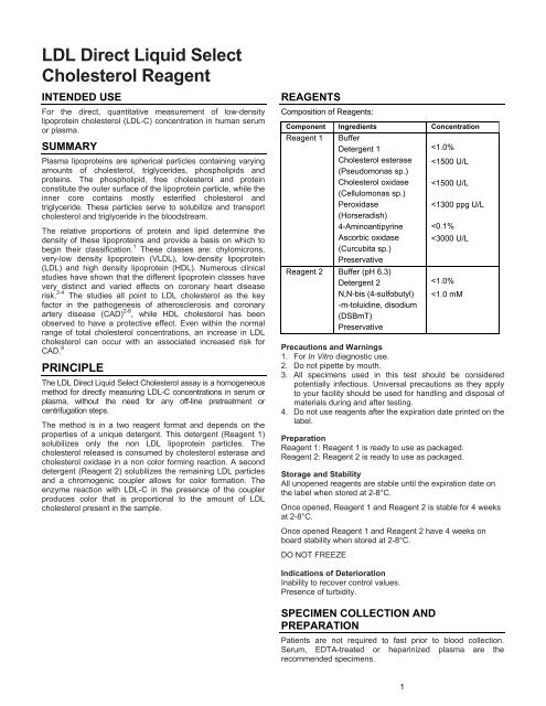 LDL Direct Liquid Select Cholesterol Reagent - Sekisui Diagnostics