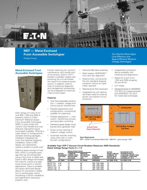 MEF — Metal-Enclosed Front Accessible Switchgear - Eaton Canada