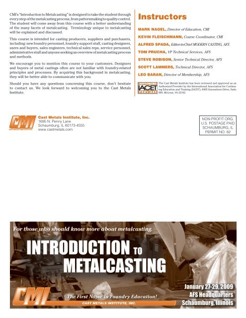INTRODUCTION METALCASTING - American Foundry Society