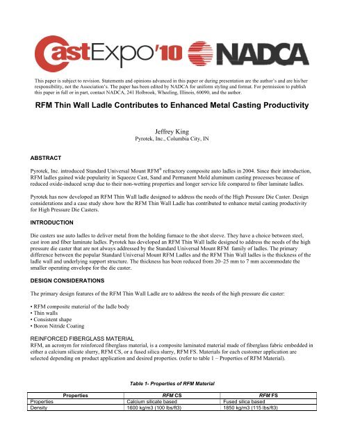 RFM Thin Wall Ladle Contributes to Enhanced Metal Casting ...