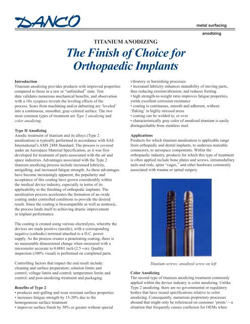 ORTHOPAEDIC IMPLANTS (1) - Danco Anodizing