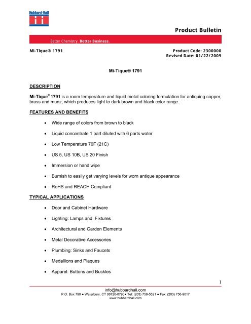 Mi-Tique® 1791 - Hubbard-Hall