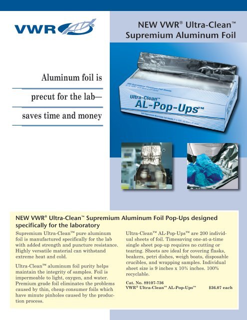 VWR Ultra-Clean Supremium Aluminum Foil ... - VWR International
