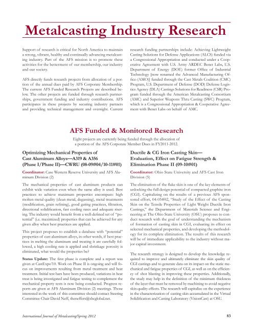 Metalcasting Industry Research - American Foundry Society