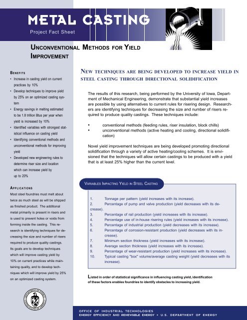 ITP Metal Casting: Unconventional Methods for Yield Improvement
