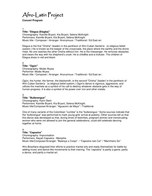 Program - Afro-Latin Project Latin Project Latin Project