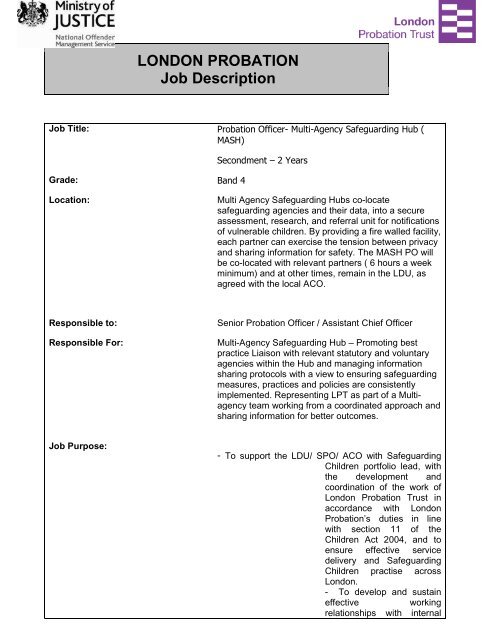 Probation Officer MASH JD Final - London Safeguarding Children ...