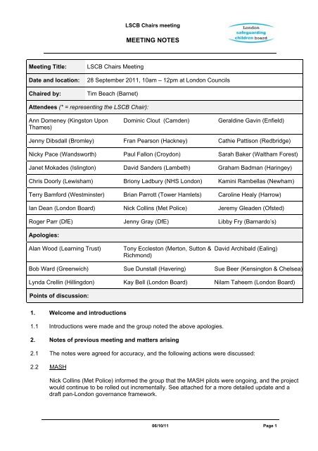 MEETING NOTES - London Safeguarding Children Board
