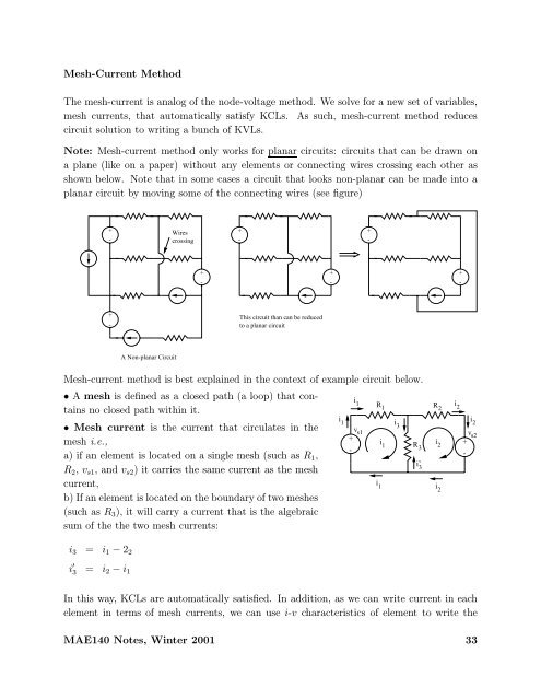 Mesh-Current Method The mesh-current is analog of the node ...