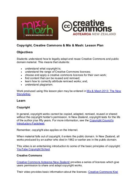 Copyright, Creative Commons & Mix & Mash: Lesson Plan ...