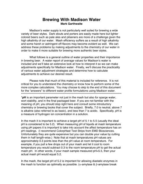 Brewing With Madison Water