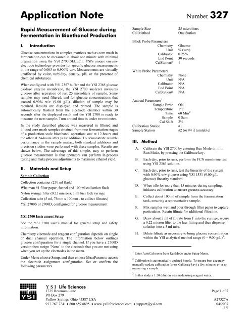 Application Note - YSI Life Sciences