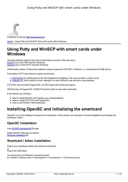 Using Putty and WinSCP with smart cards under Windows Installing ...