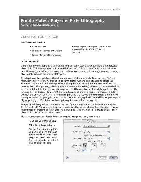 Pronto Plates / Polyester Plate Lithography