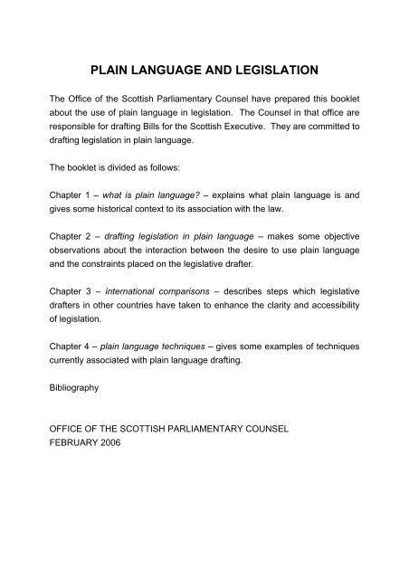 Plain Language and Legislation - Scottish Government