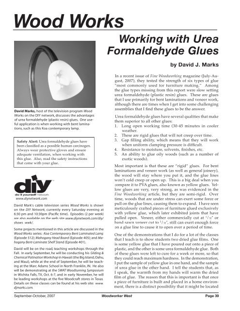 Working with Urea Formaldehyde Glue - David J. Marks