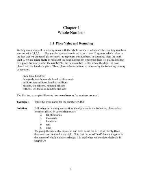 Chapter 1 Whole Numbers