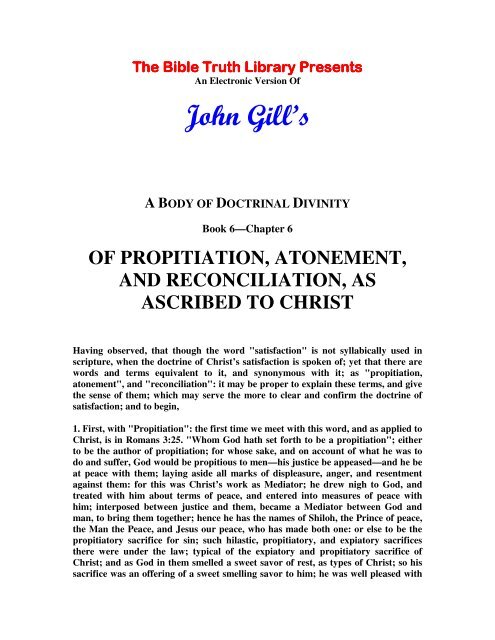 Propitiation and Reconciliation by Christ